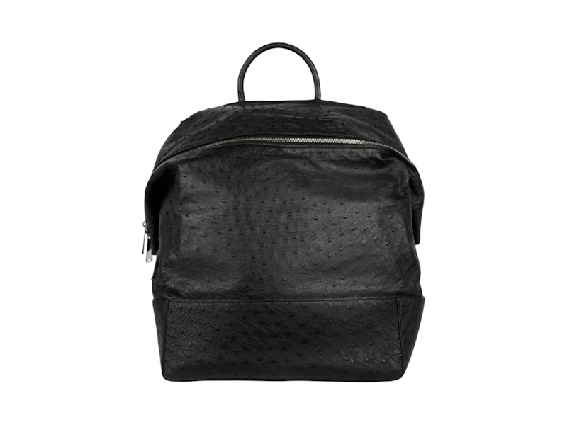Bottega Veneta Ostrich Leather Outlet Backpack Black in Leather - US