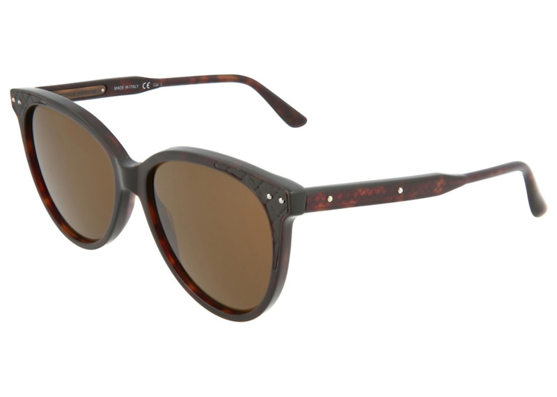Bottega Veneta Round-Frame Acetate Sunglasses Shiny Dark Havana/Dark ...