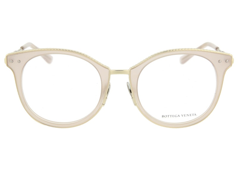 Bottega Veneta Round-Frame Optical Frames Shiny Opal/Pink Shine ...