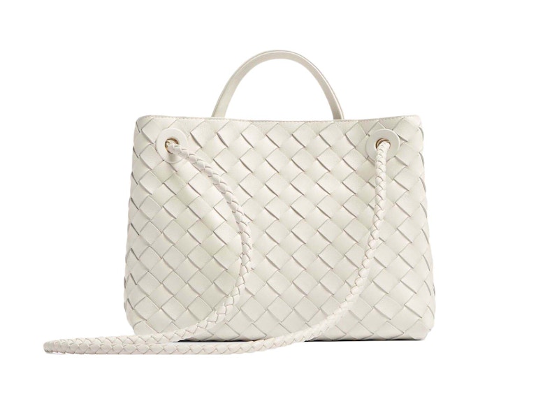 Bottega Veneta Small Andiamo White in Lambskin with Brass-tone - US