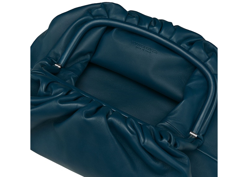 Bottega Veneta The Pouch Butter Calf Deep Blue in Calfskin with Silver ...