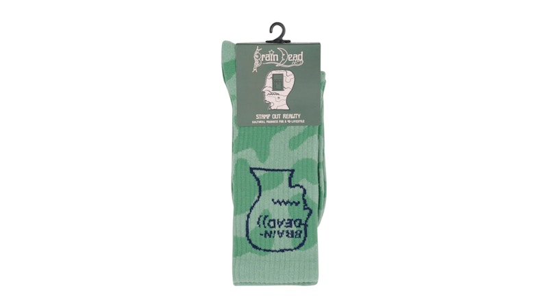 Brain Dead Logohead Crew Socks Green Cow Men's - SS25 - US