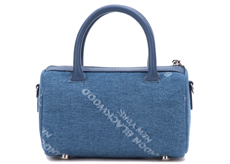 Brandon Blackwood Cara Duffle Bag Mini Blue in Logo Denim with Silver ...