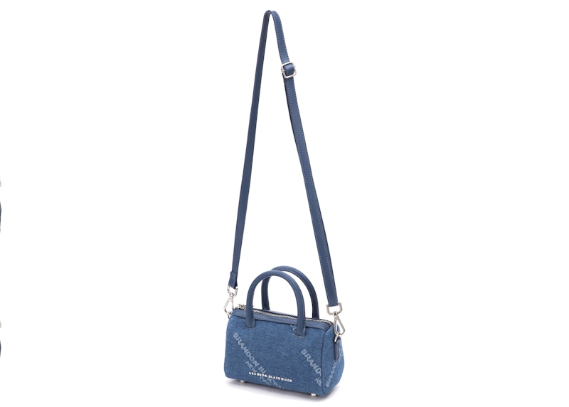 Brandon Blackwood Cara Duffle Bag Mini Blue in Logo Denim with Silver ...