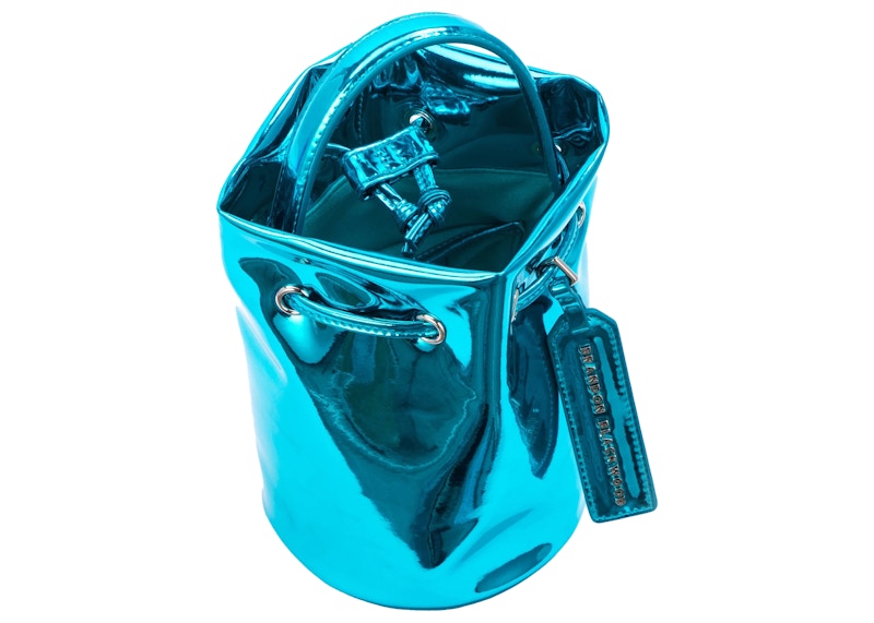 Brandon Blackwood Kamal Bucket Bag Blue Metallic Mirror in Vegan ...