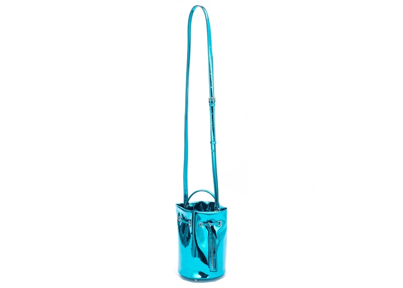 Brandon Blackwood Kamal Bucket Bag Blue Metallic Mirror in Vegan ...
