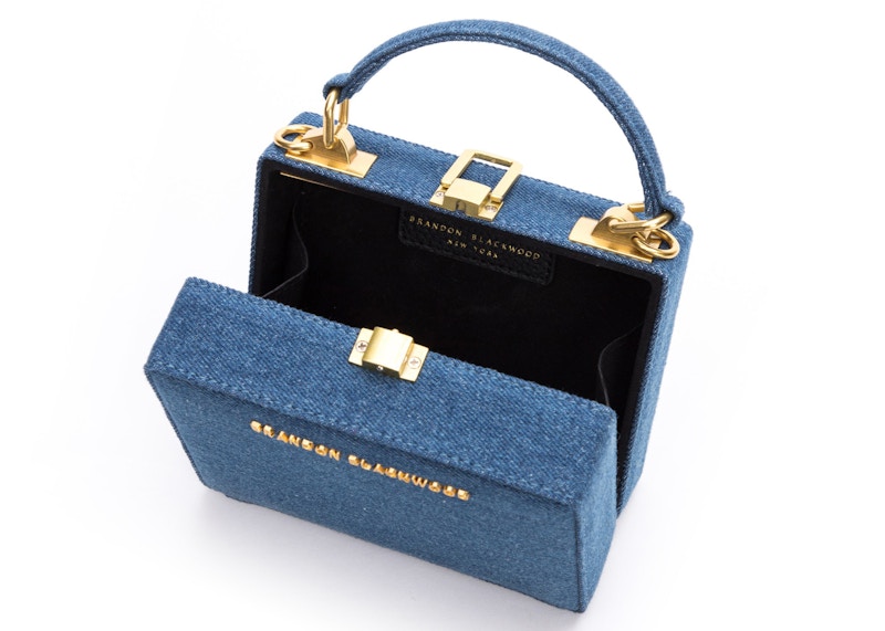 Brandon Blackwood Kendrick Trunk Mini Navy Denim in Denim with Gold ...