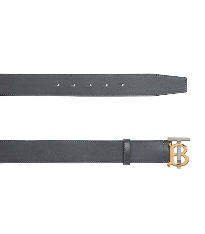 Burberry Belt TB Monogram Grey/Silver/Gold in Leather with Gold/Silver-tone - US