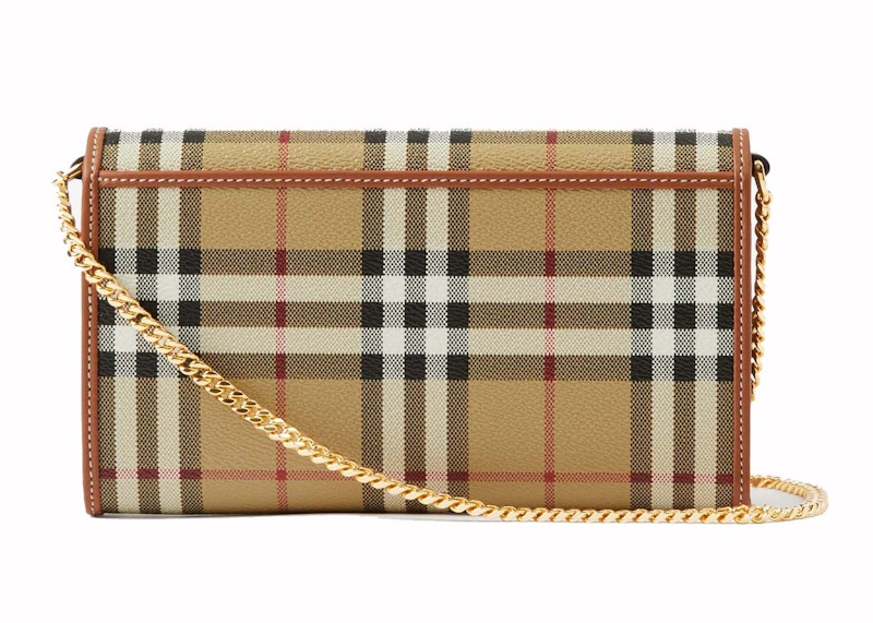 Burberry Chain Check Strap Wallet Archive Beige in Leather - US