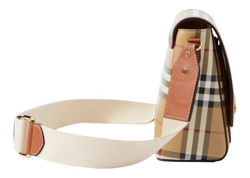 Burberry Check And Leather Note Bag Briar Brown in Leather with Gold ...