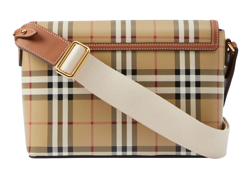 Burberry Check And Leather Note Bag Briar Brown in Leather with Gold ...