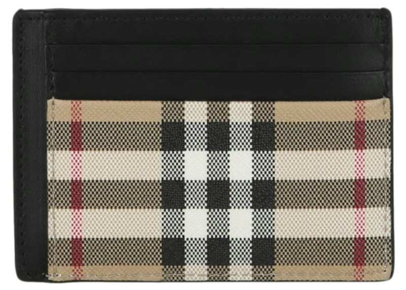 Burberry Check Print Card Holder Beige in Leather - US