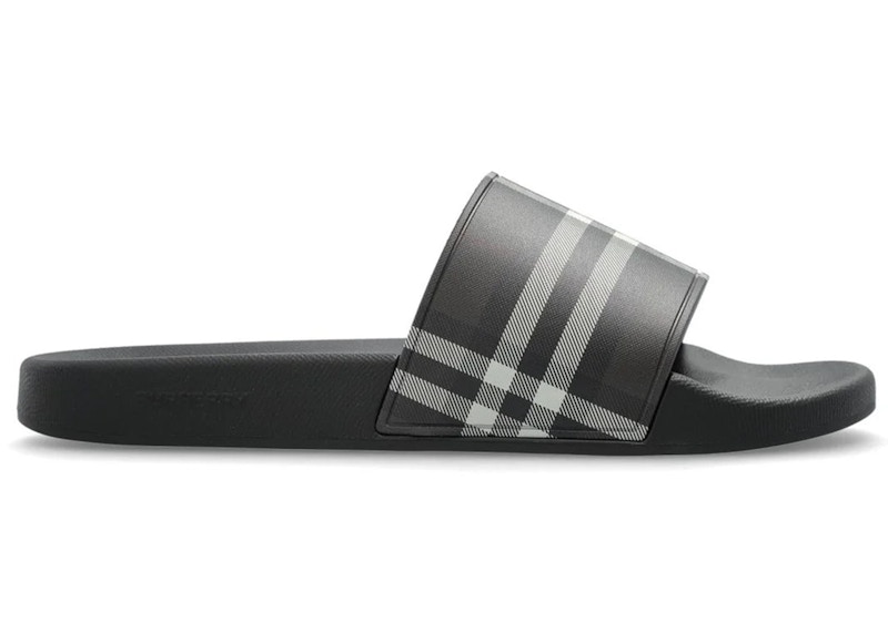 Burberry Check Slides Mahogany Men's - 8114110 - US