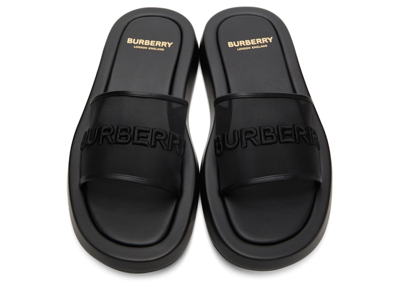 Burberry Embroidered Logo Slide Black (Women's) - 8039250 - US