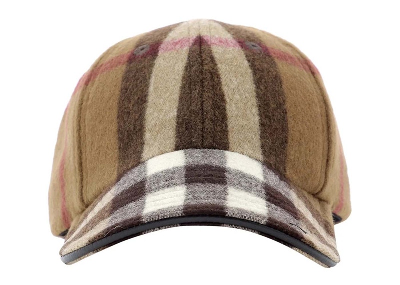Burberry Exaggerated Check Wool Baseball Cap Dark Birch Brown - SS23 - US