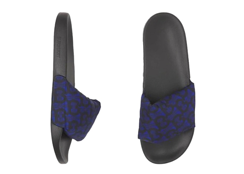Burberry Furley Monogram Slides Deep Royal Blue Men's - 8048585 - US