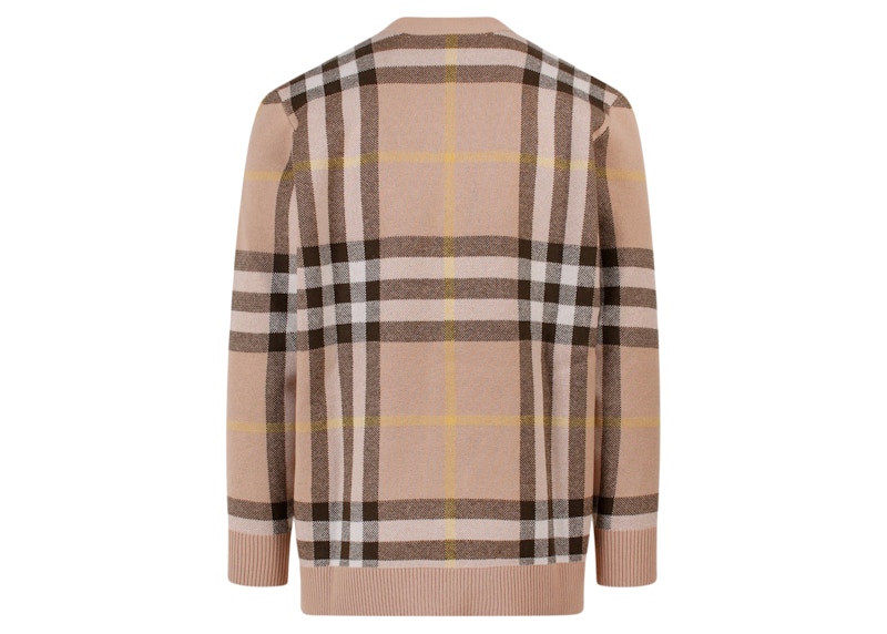 Burberry Iconic Check Motif Cashmere Cardigan Beige Men's - FW22 - US