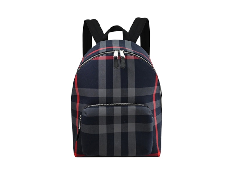 Burberry Jeff Check Backpack Navy/Grey in Canvas - US