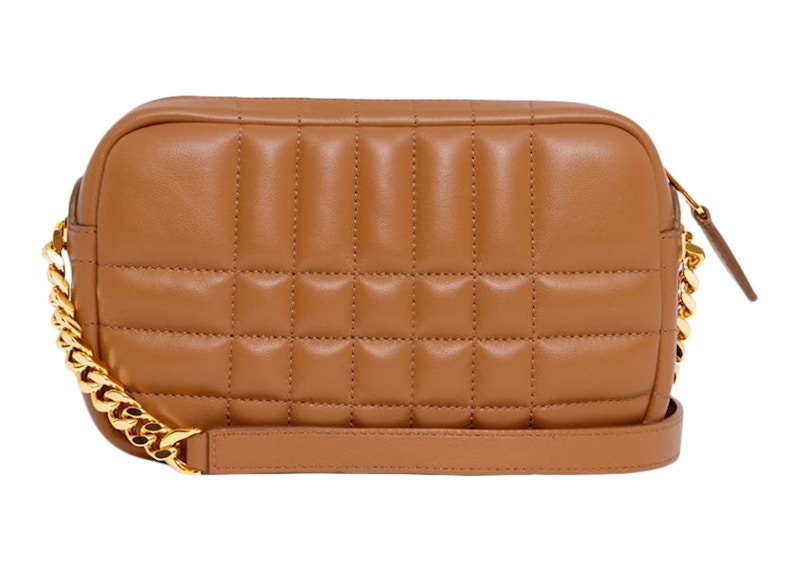 Burberry Quilted Leather Mini Lola Camera Bag Maple Brown/Gold-tone in ...