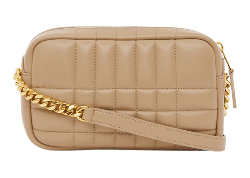 Burberry Quilted Leather Mini Lola Camera Bag Oat Beige/Gold-tone in ...