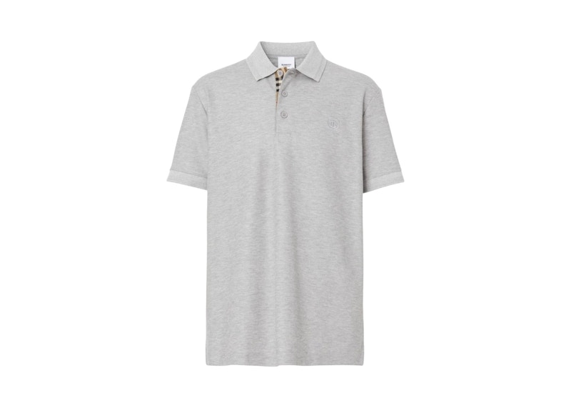 Burberry Signature TB Monogram Patch Polo Grey Men's - US