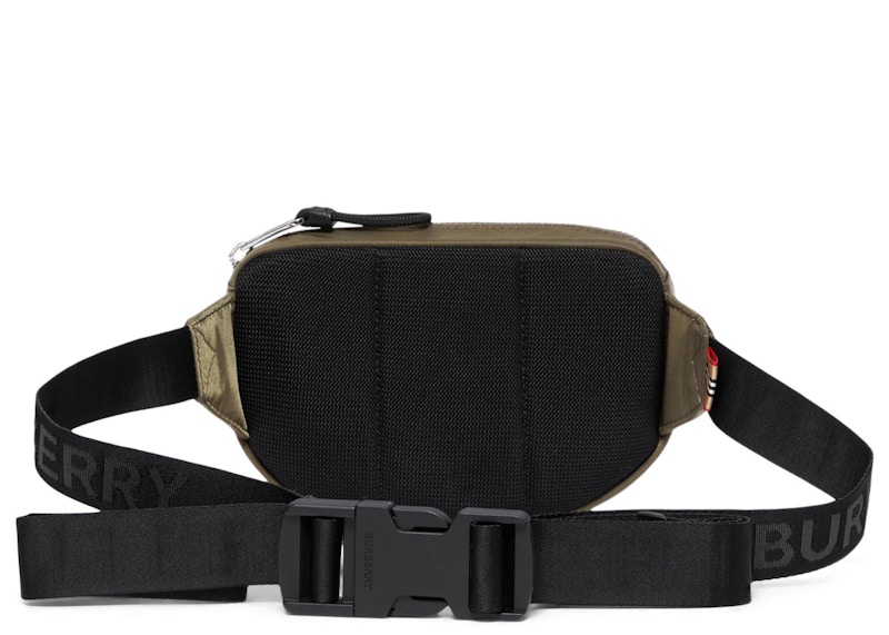 Burberry Cannon Bum Bag Logo Print Small Canvas Green in Nylon/Leather ...