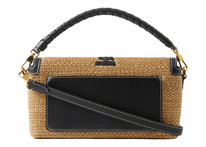 Burberry Top Handle Note Bag Natural/Black in Polyester/Viscose with ...