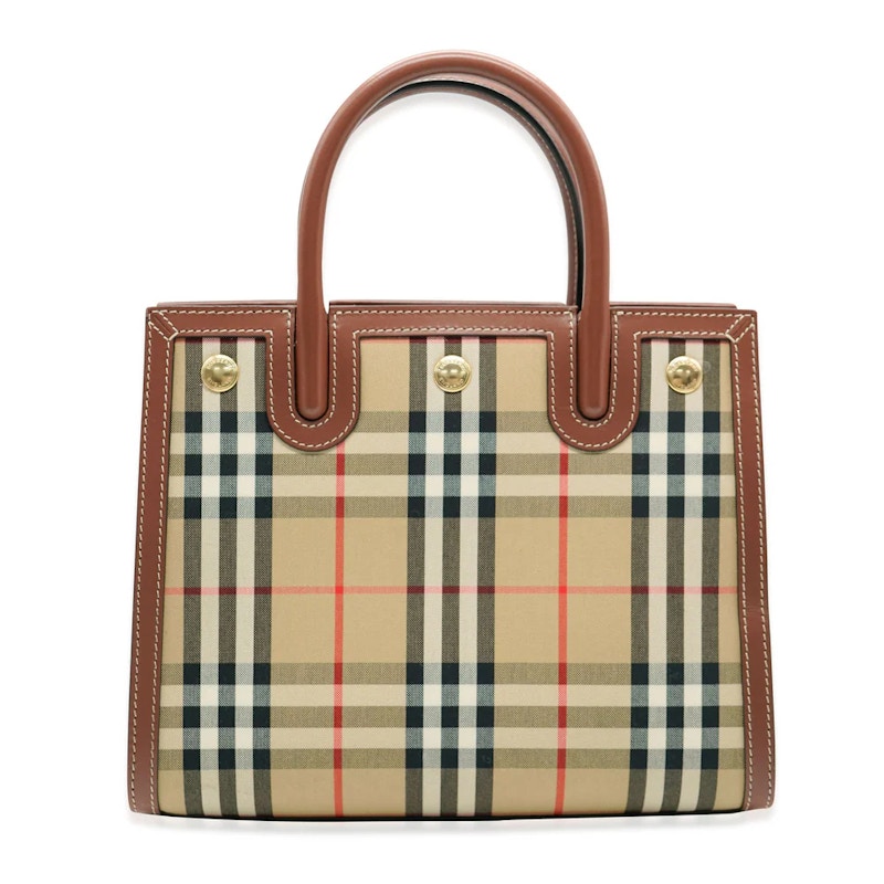 Burberry Vintage Check Two-handle Title Bag Mini Archive Beige in Cotton Canvas/Polyester with ...