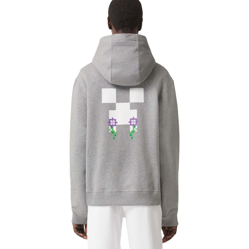 Burberry x Minecraft Monogram Motif Print Cotton Hoodie Pale Grey ...