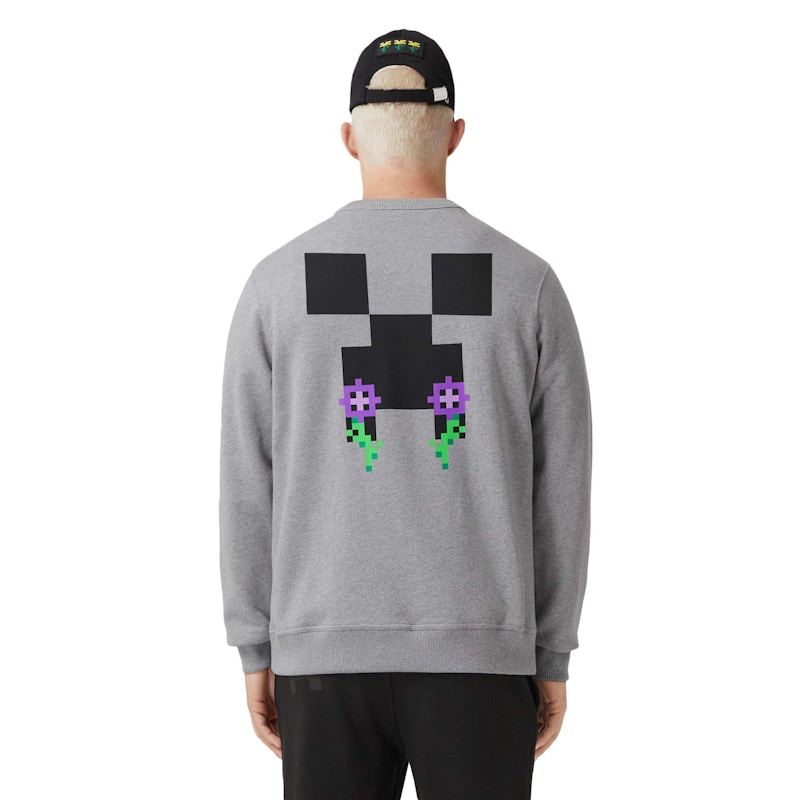 Burberry x Minecraft Monogram Motif Print Cotton Sweatshirt Pale Grey ...
