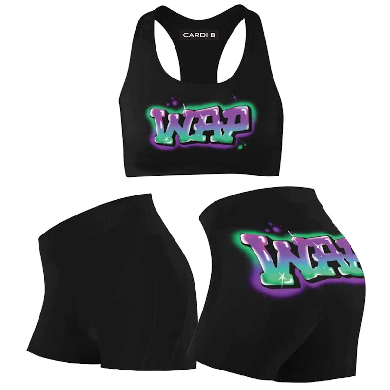 Cardi B WAP Crop Biker Set Black - US