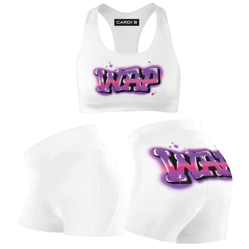 Cardi B WAP Crop Biker Set White - IT