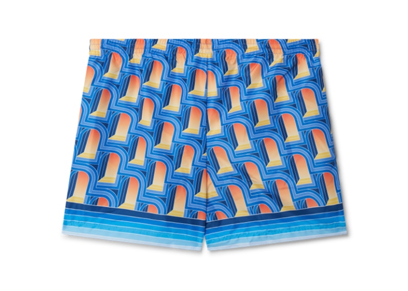 Casablanca Arche De Nuit Swim Trunks Blue/Amber Yellow Men's - SS23 - US