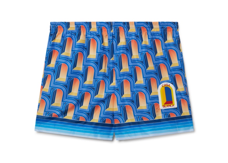 Casablanca Arche De Nuit Swim Trunks Blue/Amber Yellow Men's - SS23 - US