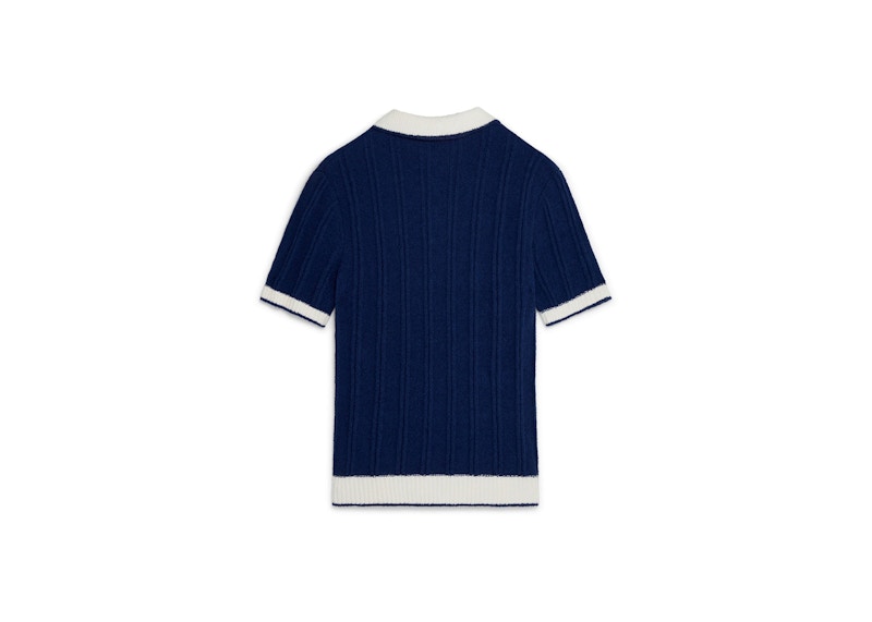 Casablanca Navy Monogram Logo Polo Shirt Navy Blue/Off White Men's ...