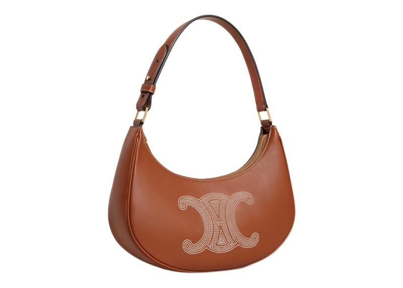 Celine Ava Bag Triomphe Embroidery Tan in Smooth Calfskin Leather with ...