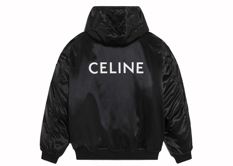 Celine Bomber Jacket with Celine Print in Satin-Finish Nylon Black Men ...
