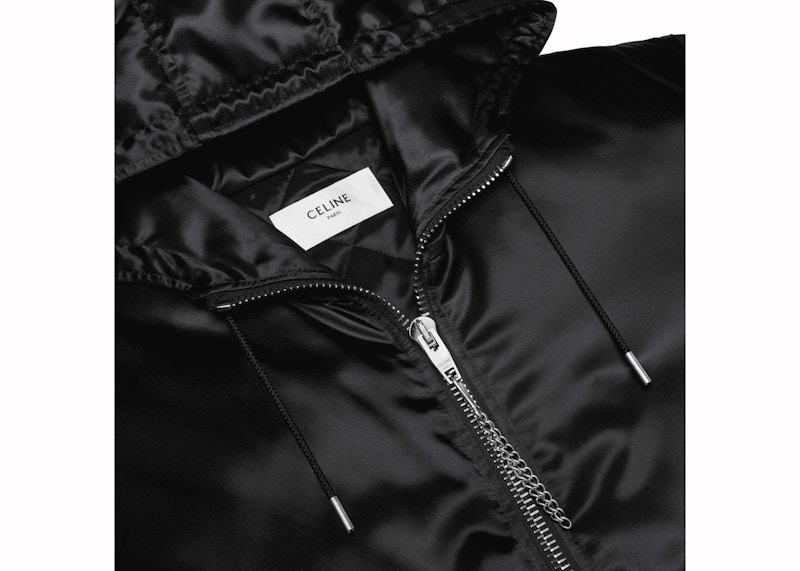 Celine Bomber Jacket with Celine Print in Satin-Finish Nylon Black Men ...