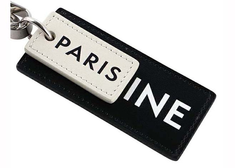 Celine Celine Paris Tag Keyring Black/White in Leather with Silver-tone ...