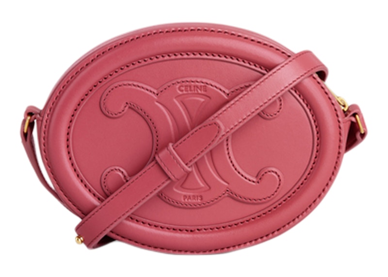 Celine Crossbody Oval Cuir Purse Triomphe Embroidery Lipstick in Smooth ...