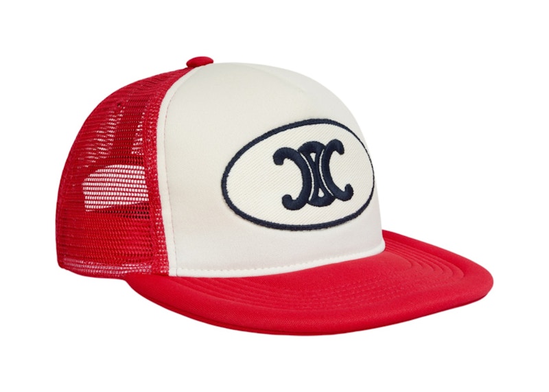 Celine Mesh Us Embroidered Triomphe Patch in Foam Cap Red Men's - US