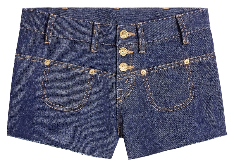 Celine Mini Rinsed Wash Denim Shorts Rinsed Wash - US