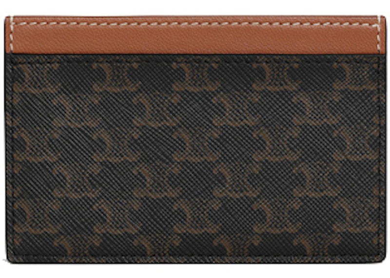 Celine Print Triomphe Card Holder Tan in Coated Canvas