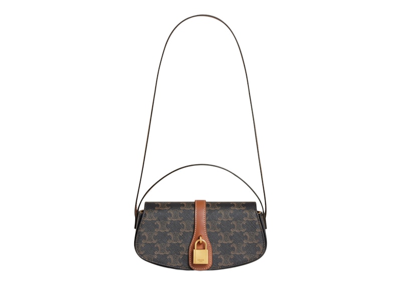 Celine Tabou Clutch On Strap Triomphe Tan in Canvas/Calfskin Leather ...