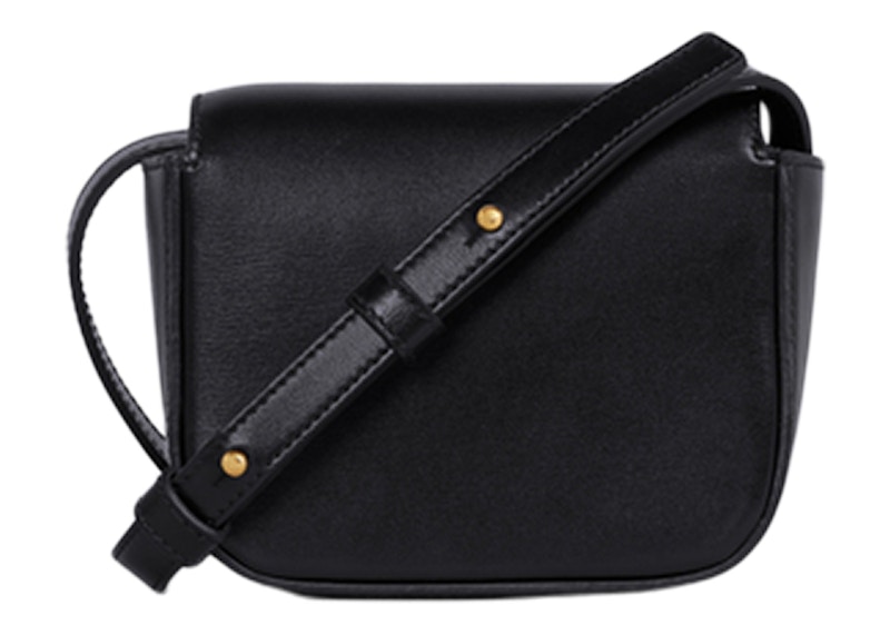 Celine Triomphe Shoulder Bag Mini Black in Shiny Calfskin Leather with ...