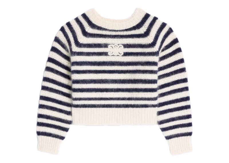 Celine (W) Embroidered Mariniere In Cotton Knit Cream/Navy - US