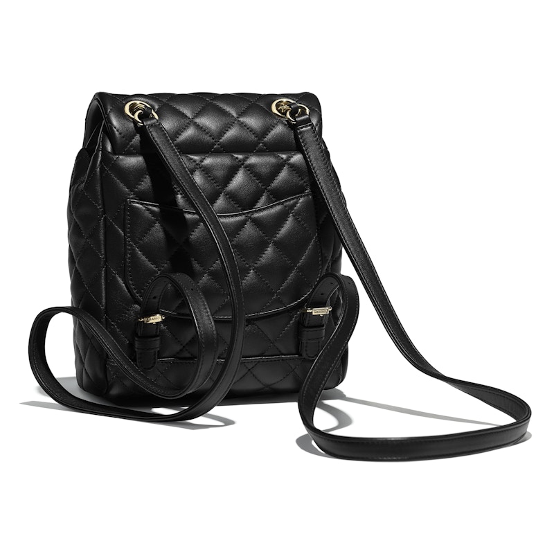 Chanel Backpack Quilted Calfskin Leather Gold-tone Black in Calfskin ...