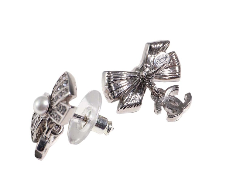 Chanel Bow Tie Earring Silver (AB8004) in Metal with Silver-tone - US