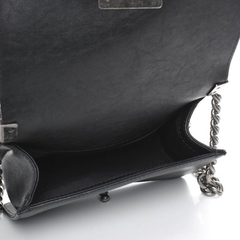 Chanel Top Handle Boy Bag Flap Diamond Quilted Small Black in Calfskin ...