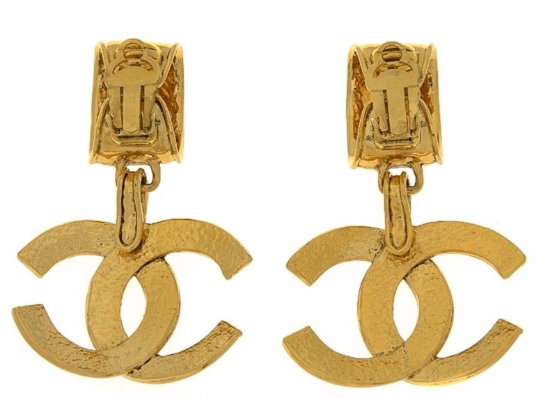 Chanel CC Drop Clip On Earrings Gold-tone in Metal with Gold-tone